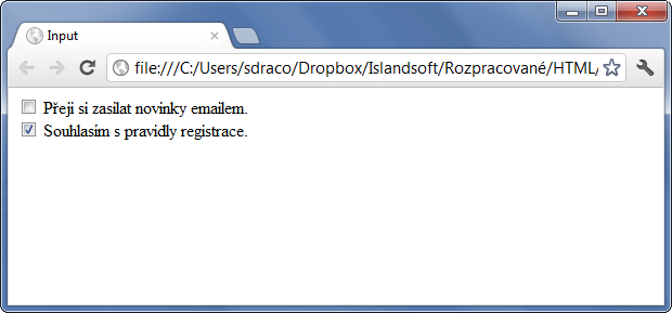 input typu checkbox - Slovenský HTML 5 manuál