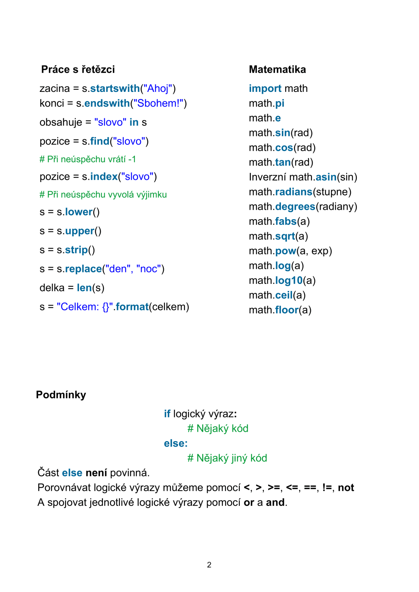 Učebná pomôcka na Základy Pythonu - Ťahák